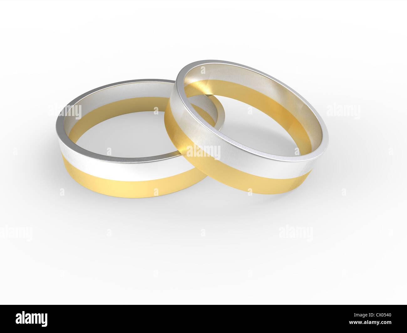 Golden and silver wedding rings isolated on white background Stock ...