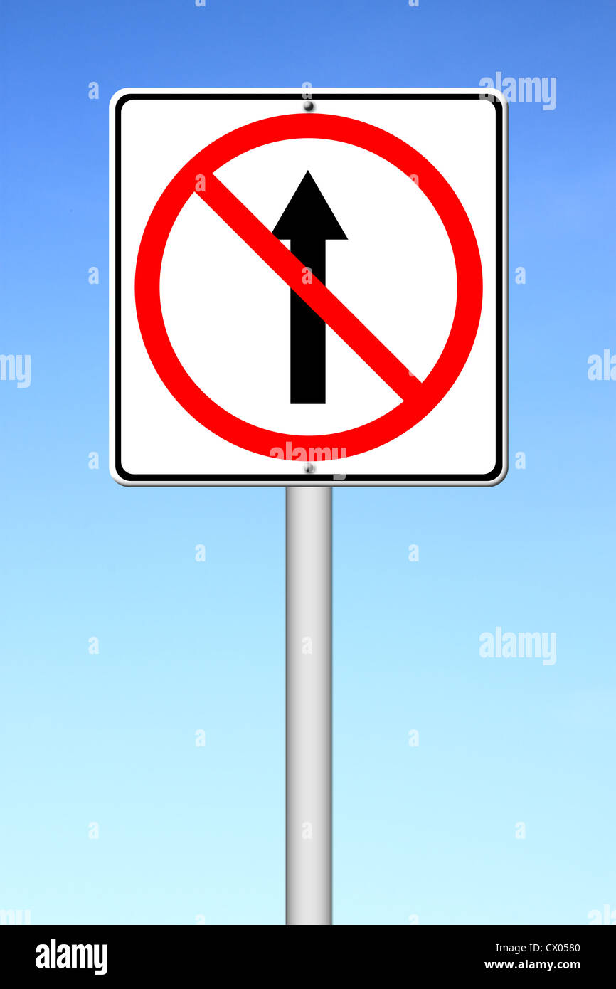 No go ahead the way ,No forward sign with blue sky Stock Photo - Alamy
