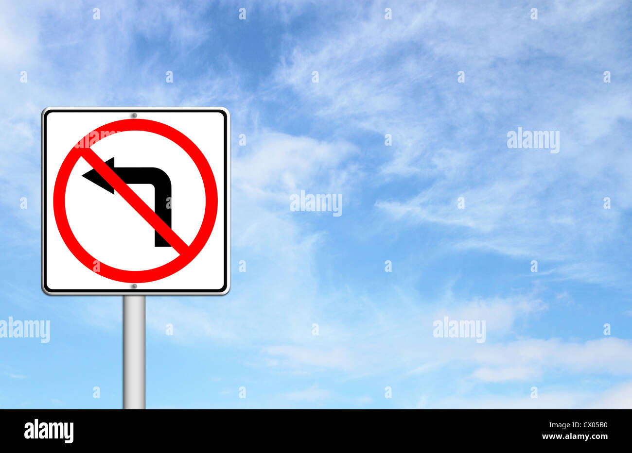 Stop sign no left turn road hi-res stock photography and images - Alamy