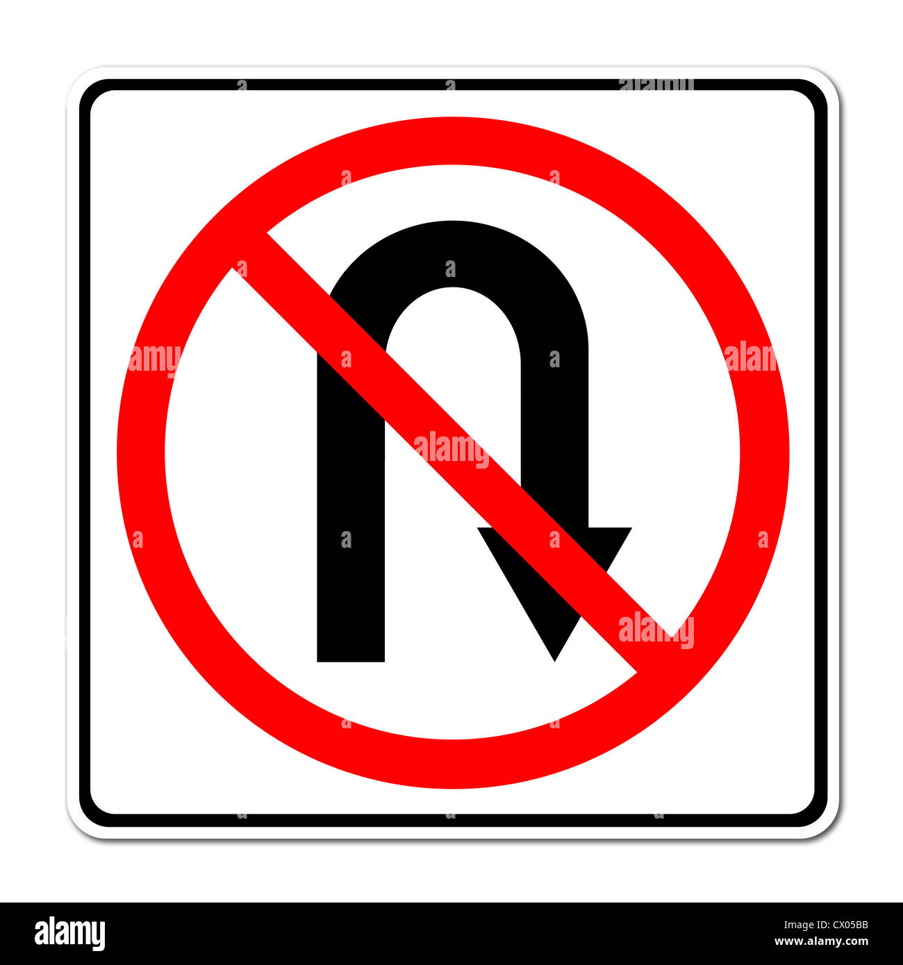No return back road sign on white background Stock Photo - Alamy