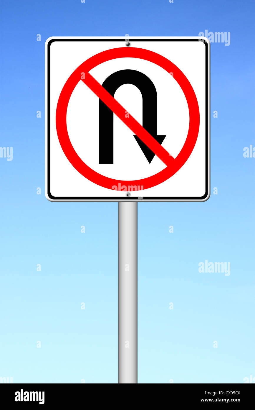 No return back road sign over blue sky Stock Photo - Alamy