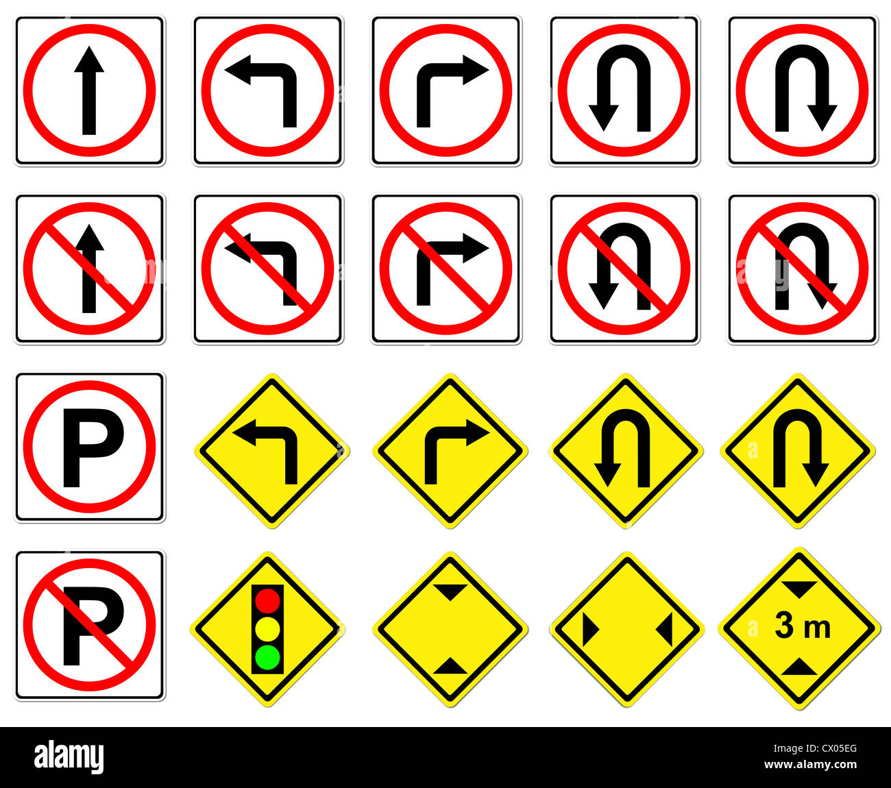 traffic sign on white background Stock Photo - Alamy