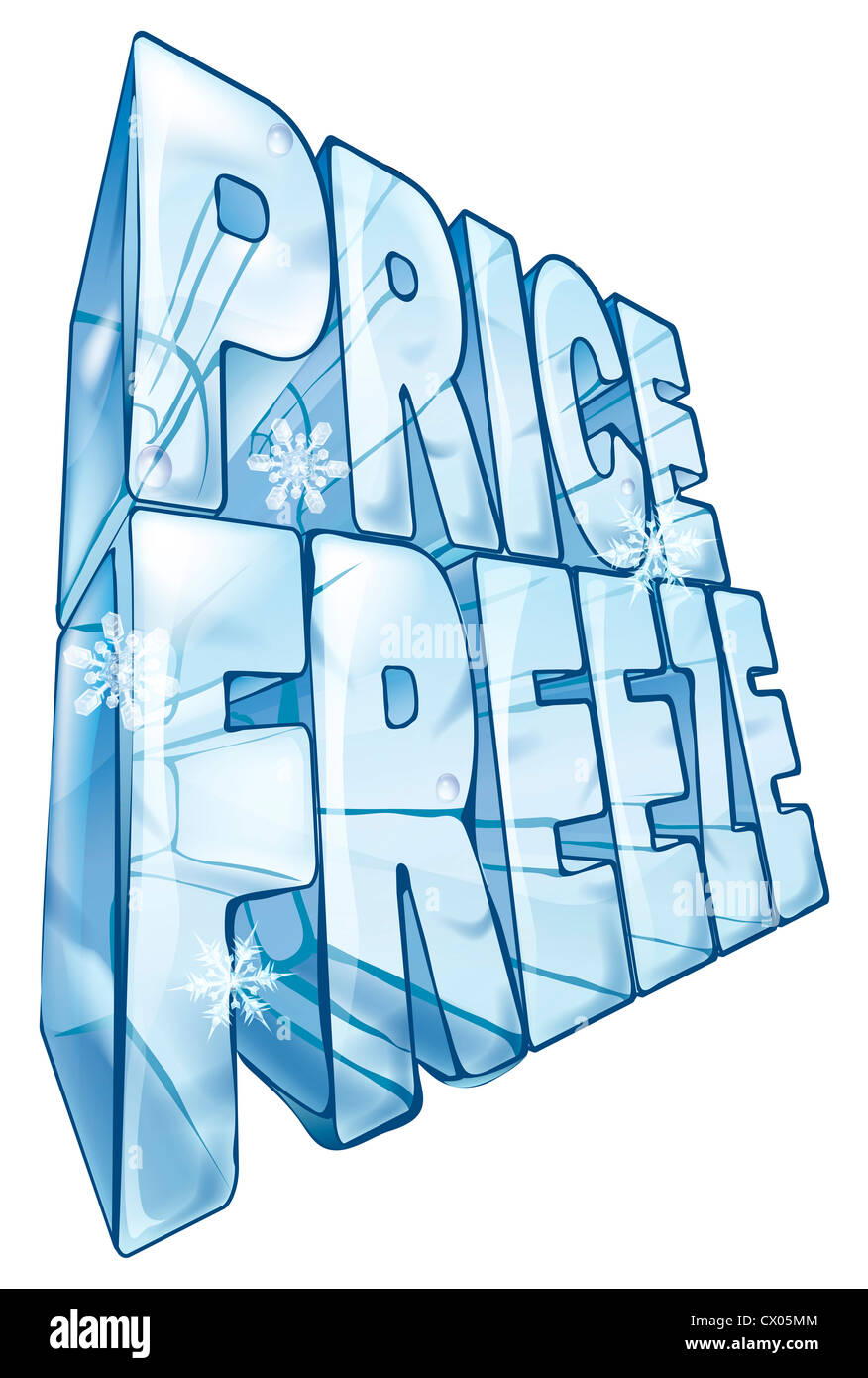 Illustration of the words price freeze like a big frozen ice cube to ...