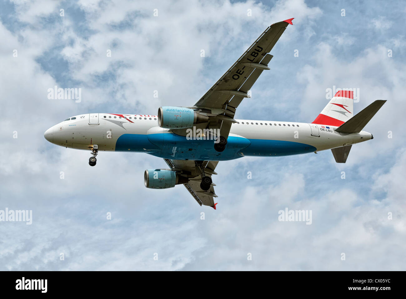 An Airbus A320 of Austrian airlines on final approach Stock Photo - Alamy