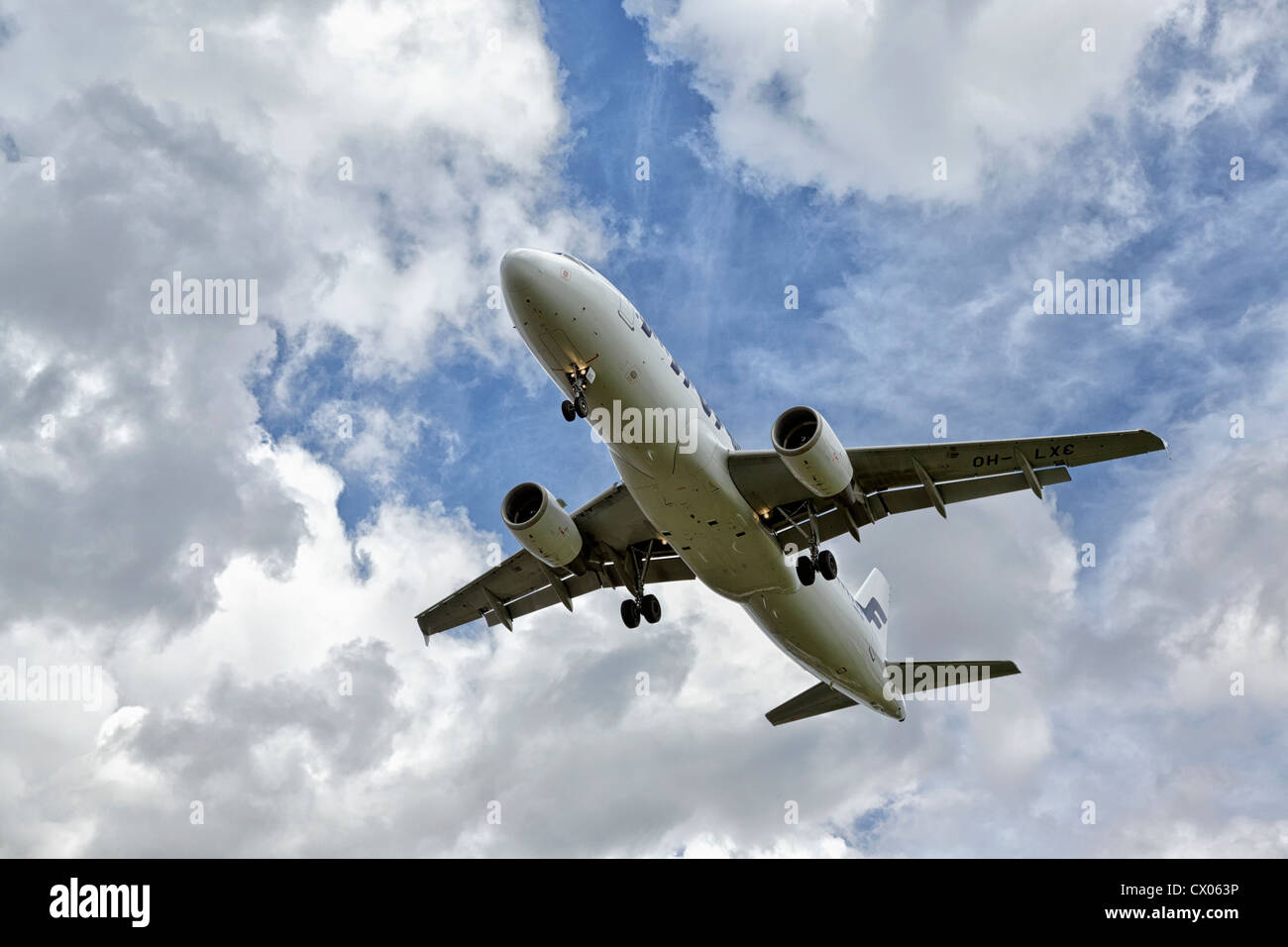 An Airbus A320 of the Finnish airline - Finnair on final approach Stock ...