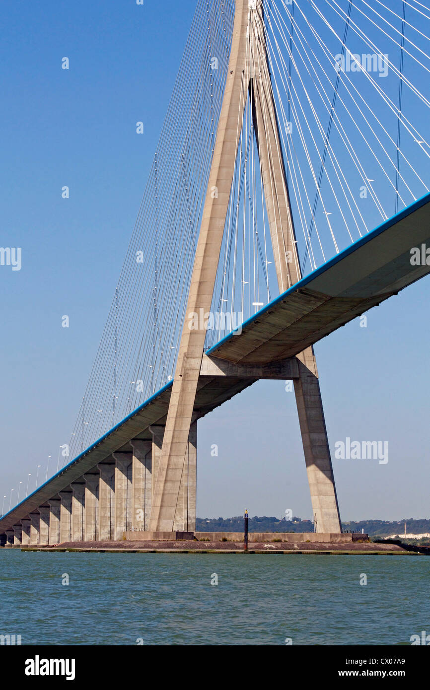 Cable-stayed bridge Pont de Normandy Stock Photo - Alamy