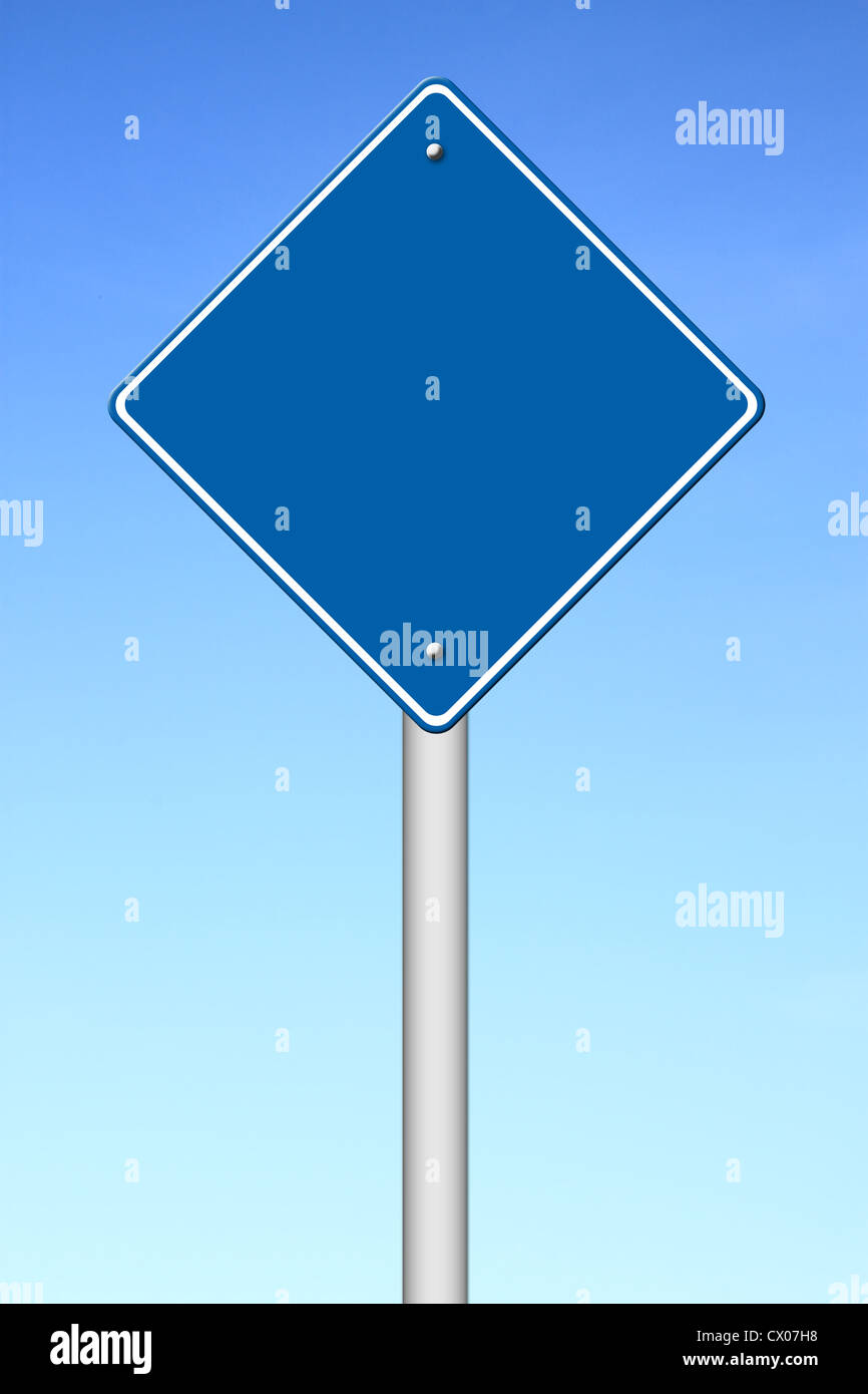 blue blank sign with blue sky background Stock Photo - Alamy