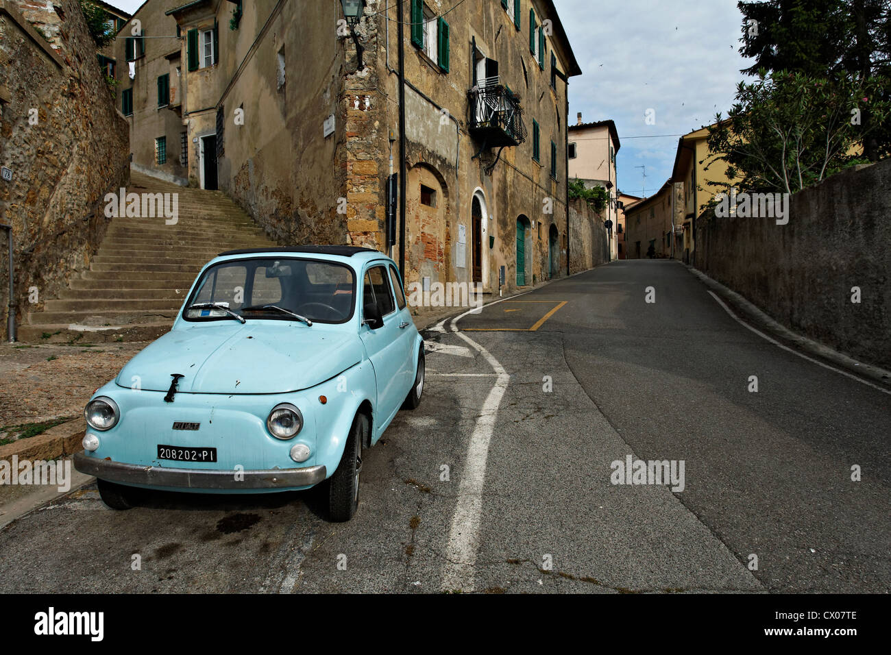 Old light blue car parked hi-res stock photography and images - Alamy