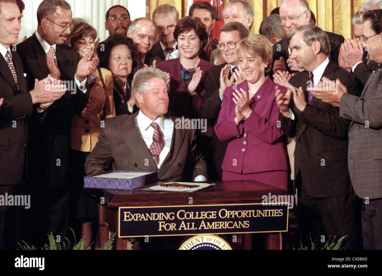 US President Bill Clinton during the signing ceremony for the Higher ...