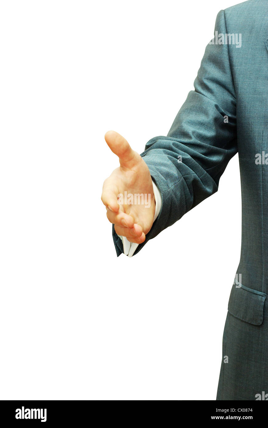 business man with an open hand Stock Photo - Alamy