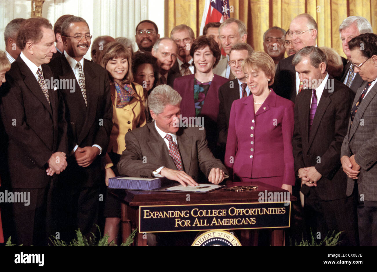 US President Bill Clinton during the signing ceremony for the Higher ...