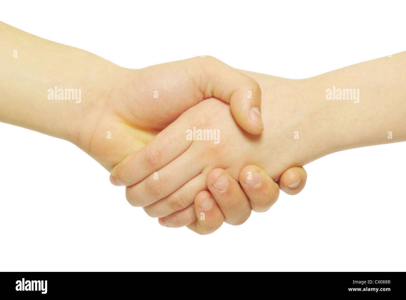 closeup of two men shaking hands isolated over white Stock Photo - Alamy