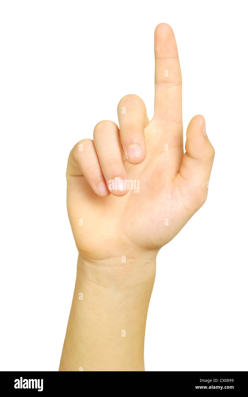 hand touching screen isolated on a white Stock Photo - Alamy