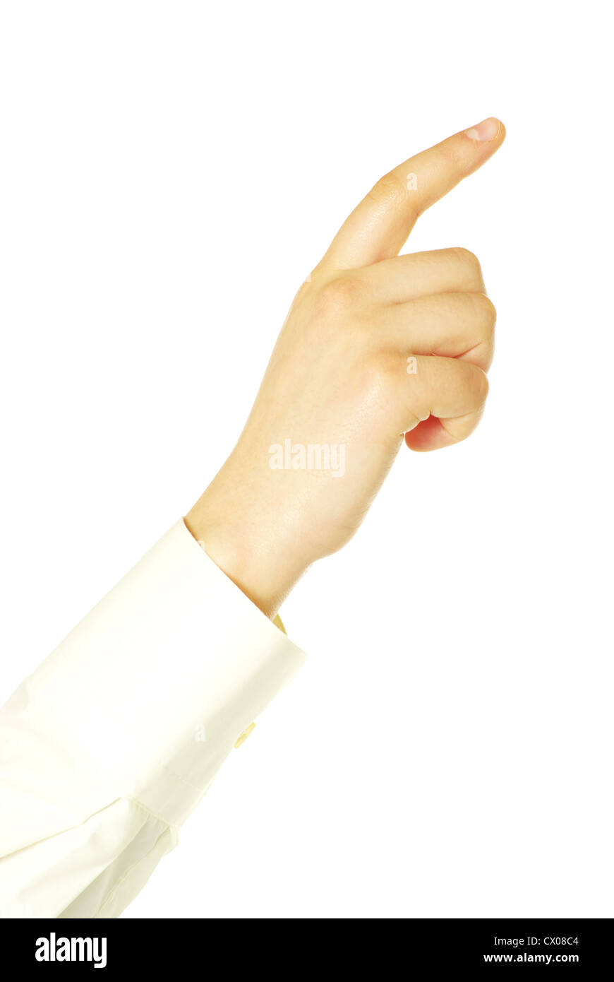 hand touching screen isolated on a white Stock Photo - Alamy