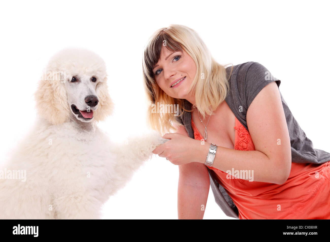 woman with standard poodle Stock Photo - Alamy