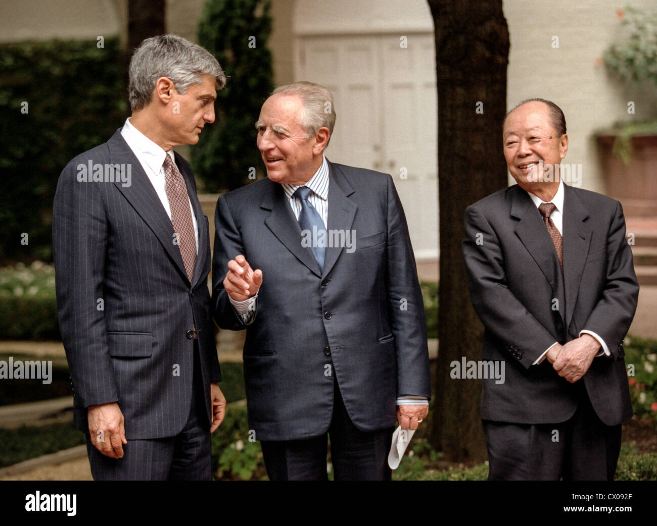 US Treasury Secretary Robert Rubin listens to Italian Minister of the ...
