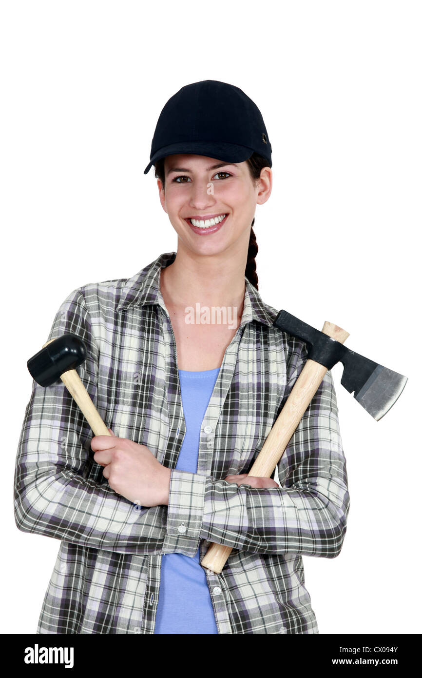 Portrait young woman axe hi-res stock photography and images - Alamy