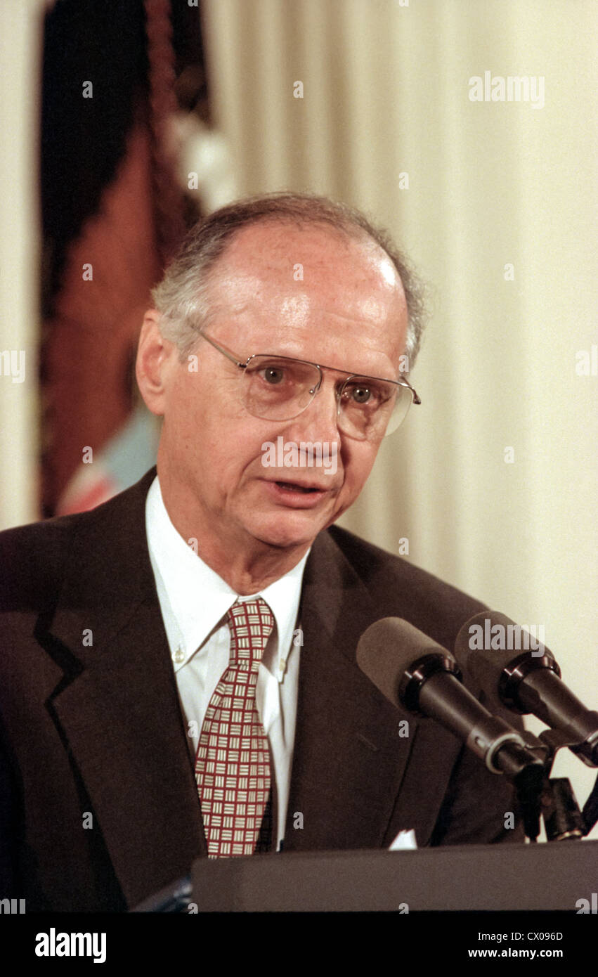 US Secretary of Education Richard Riley during the signing ceremony for ...