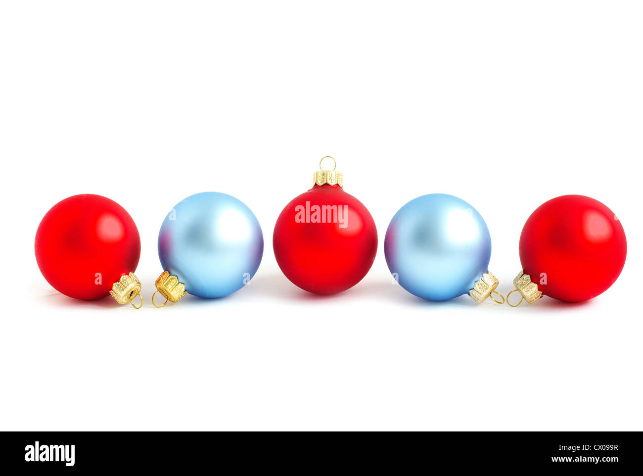 red and blue christmas balls isolated on white Stock Photo - Alamy