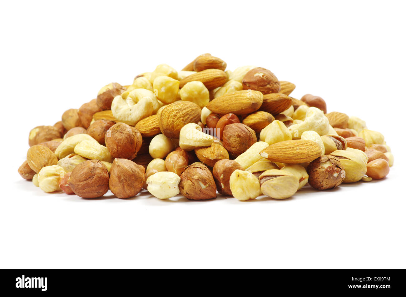 Assorted mixed nuts on white background Stock Photo - Alamy