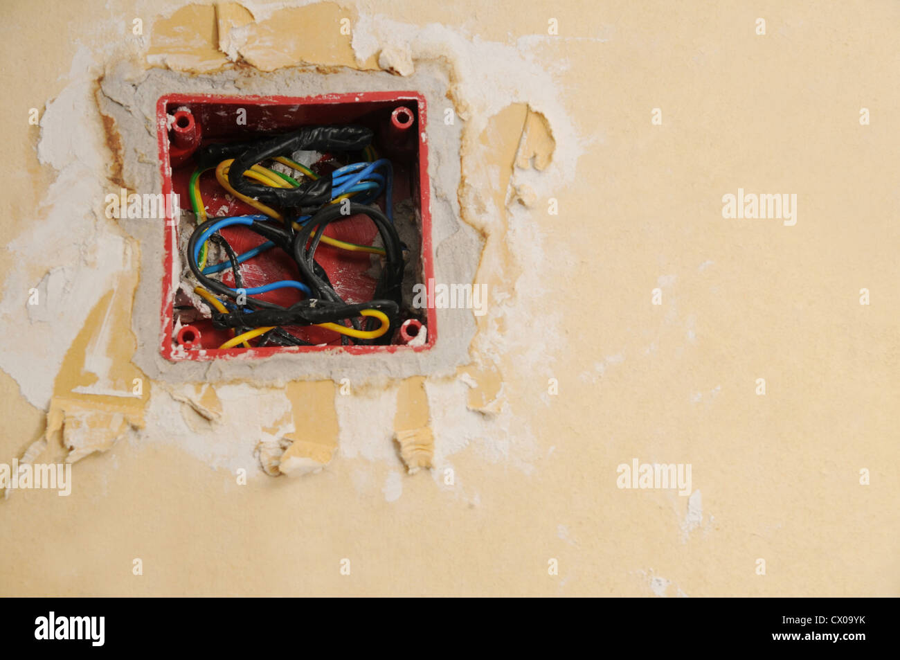 Pale wall with electrical wires hi-res stock photography and images - Alamy