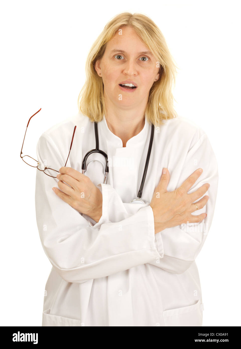 Medical doctor frightening a patient Stock Photo - Alamy