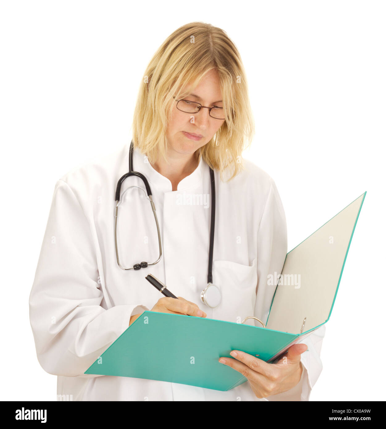 Medical doctor with documents about a patient Stock Photo - Alamy