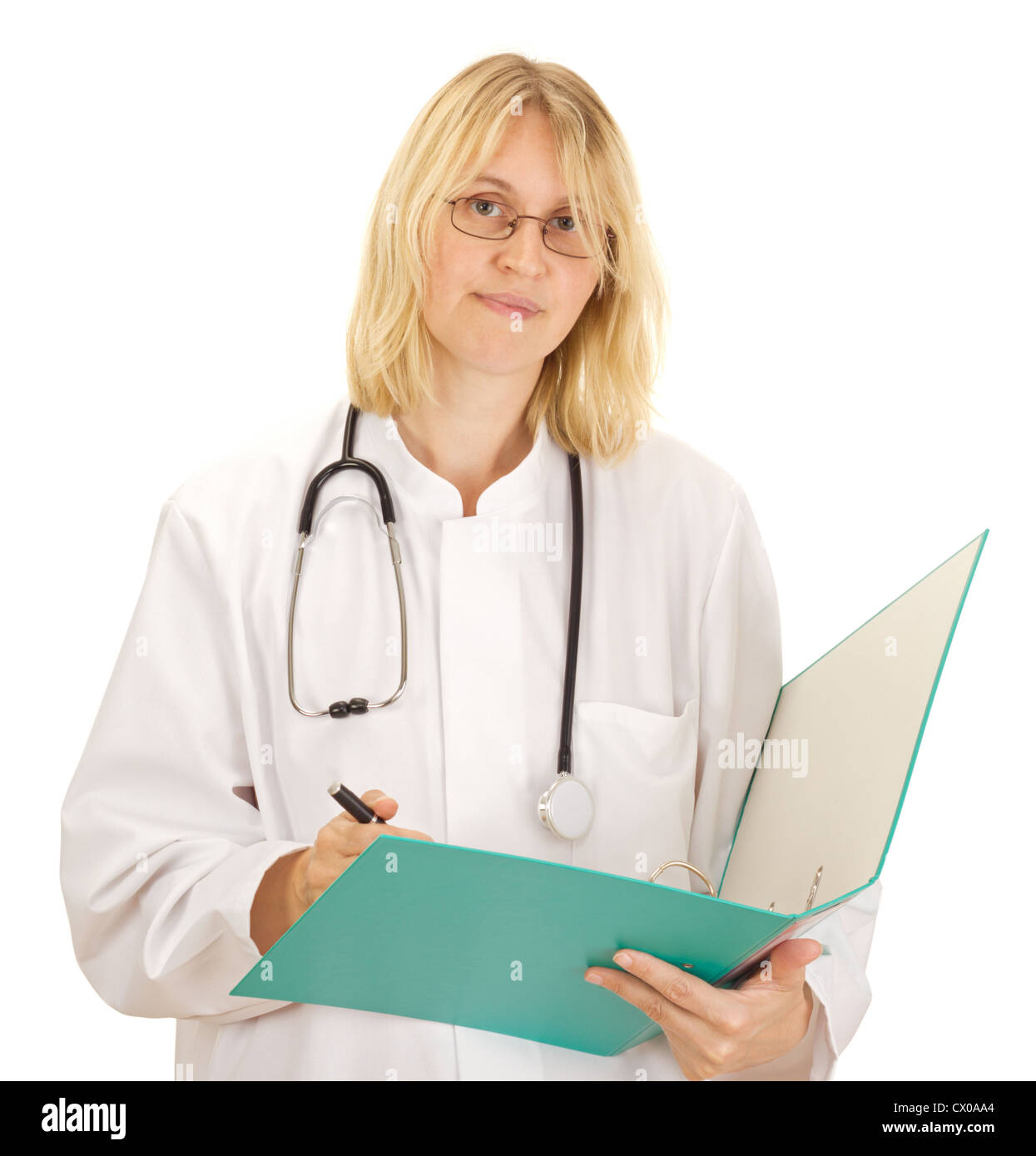 Medical doctor with documents about a patient Stock Photo - Alamy