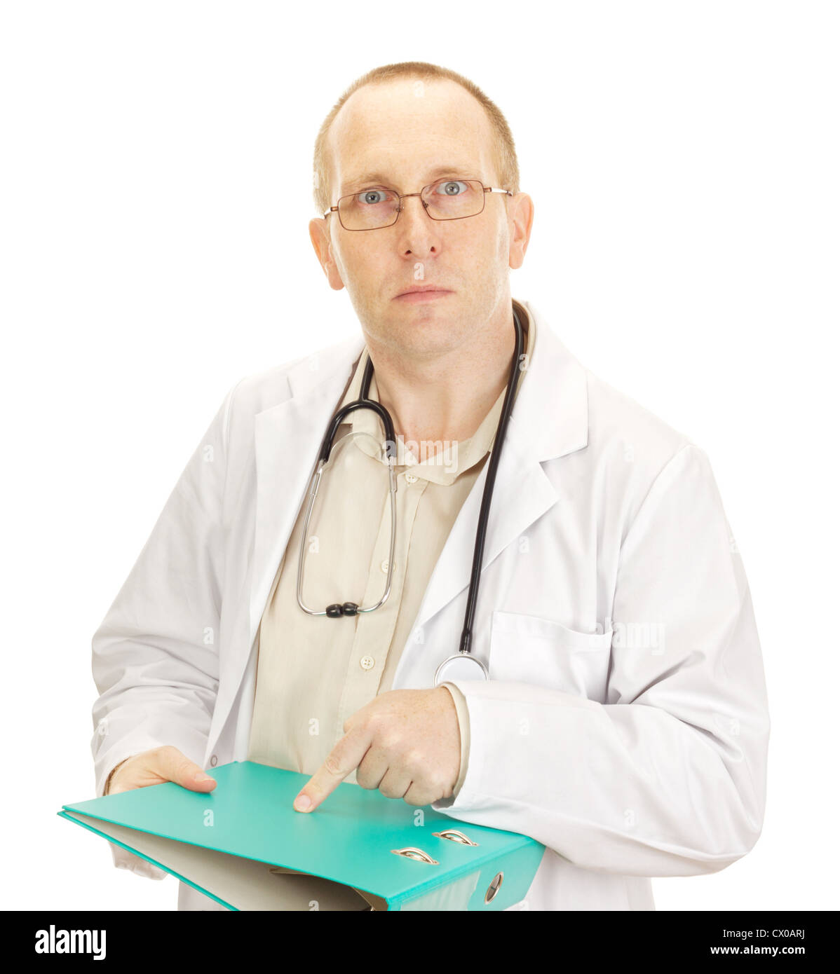 Medical doctor with documents about a patient Stock Photo - Alamy