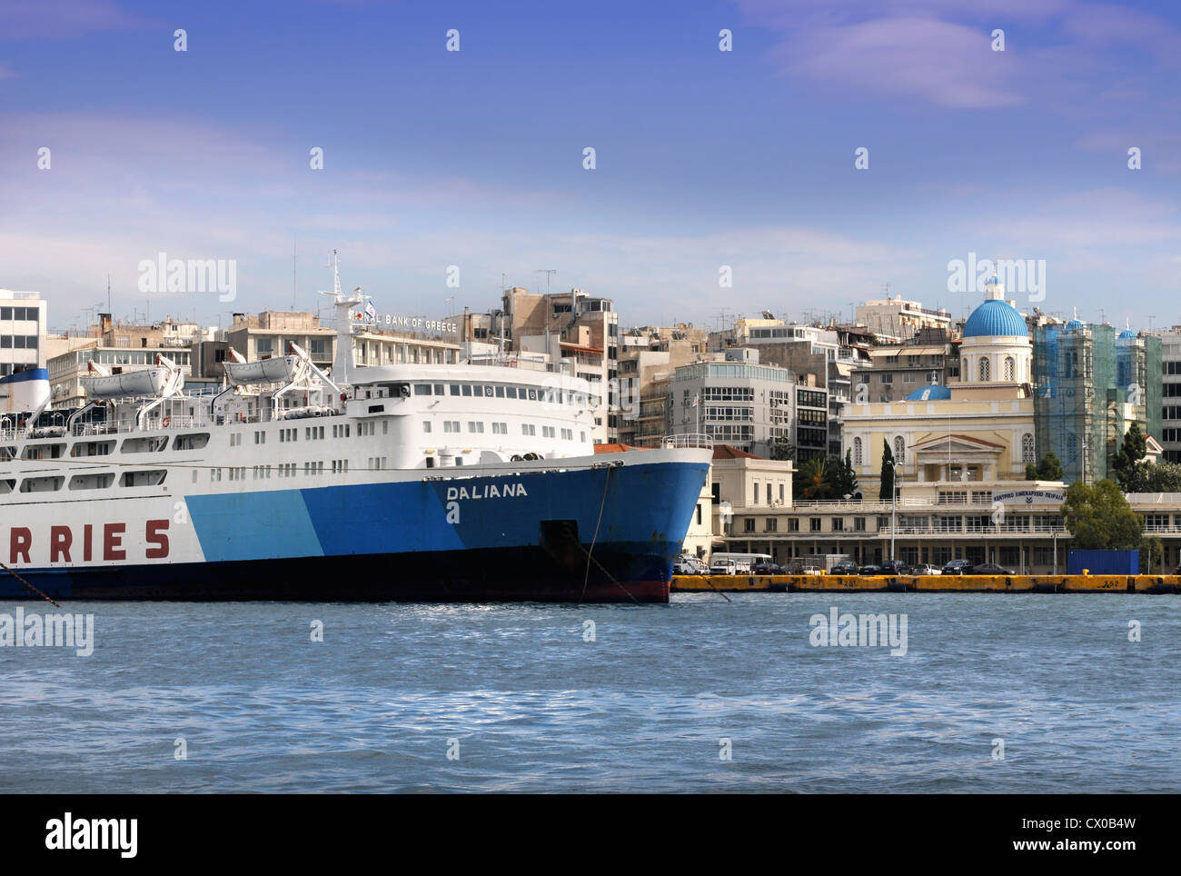 A passenger ferry at the port of Piraeus in Athens Greece Stock Photo ...