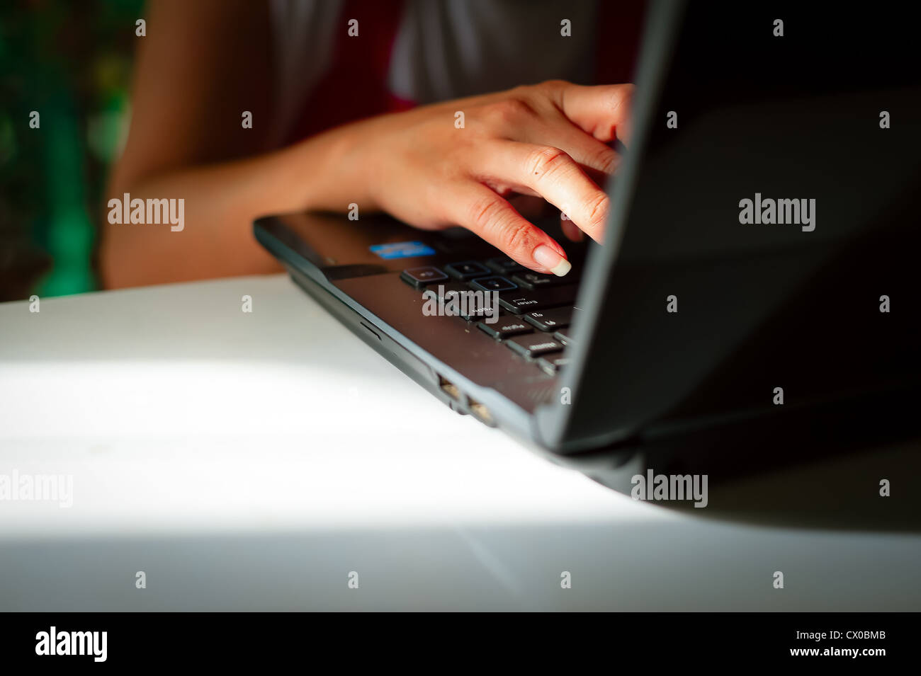 Women hands on a computer keyboard Stock Photo - Alamy