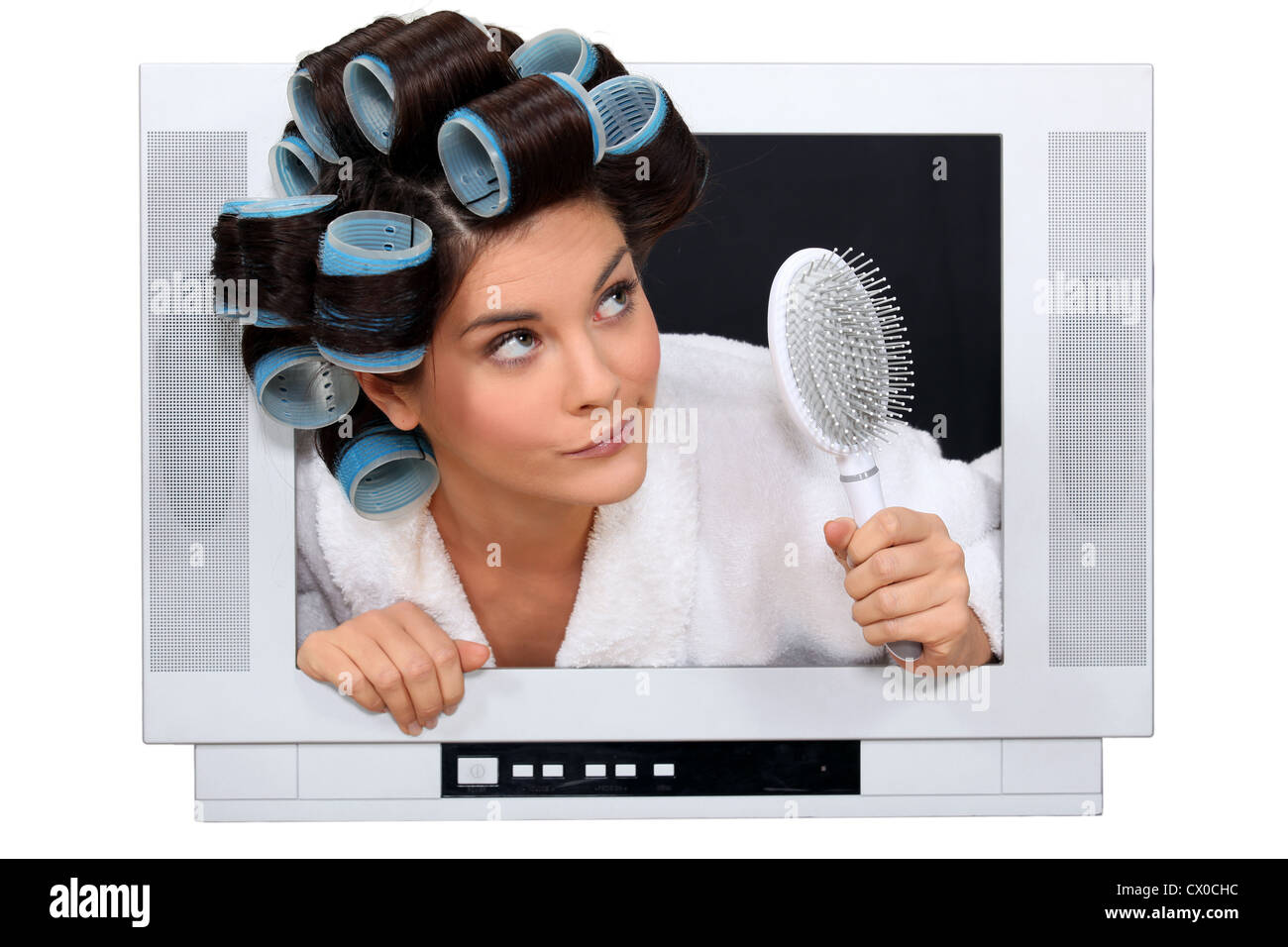 Woman inside shop Cut Out Stock Images & Pictures - Alamy