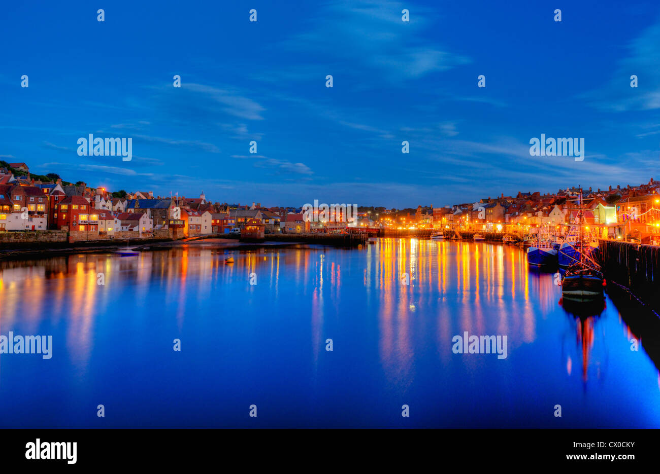 Beautiful Whitby, during night Stock Photo - Alamy