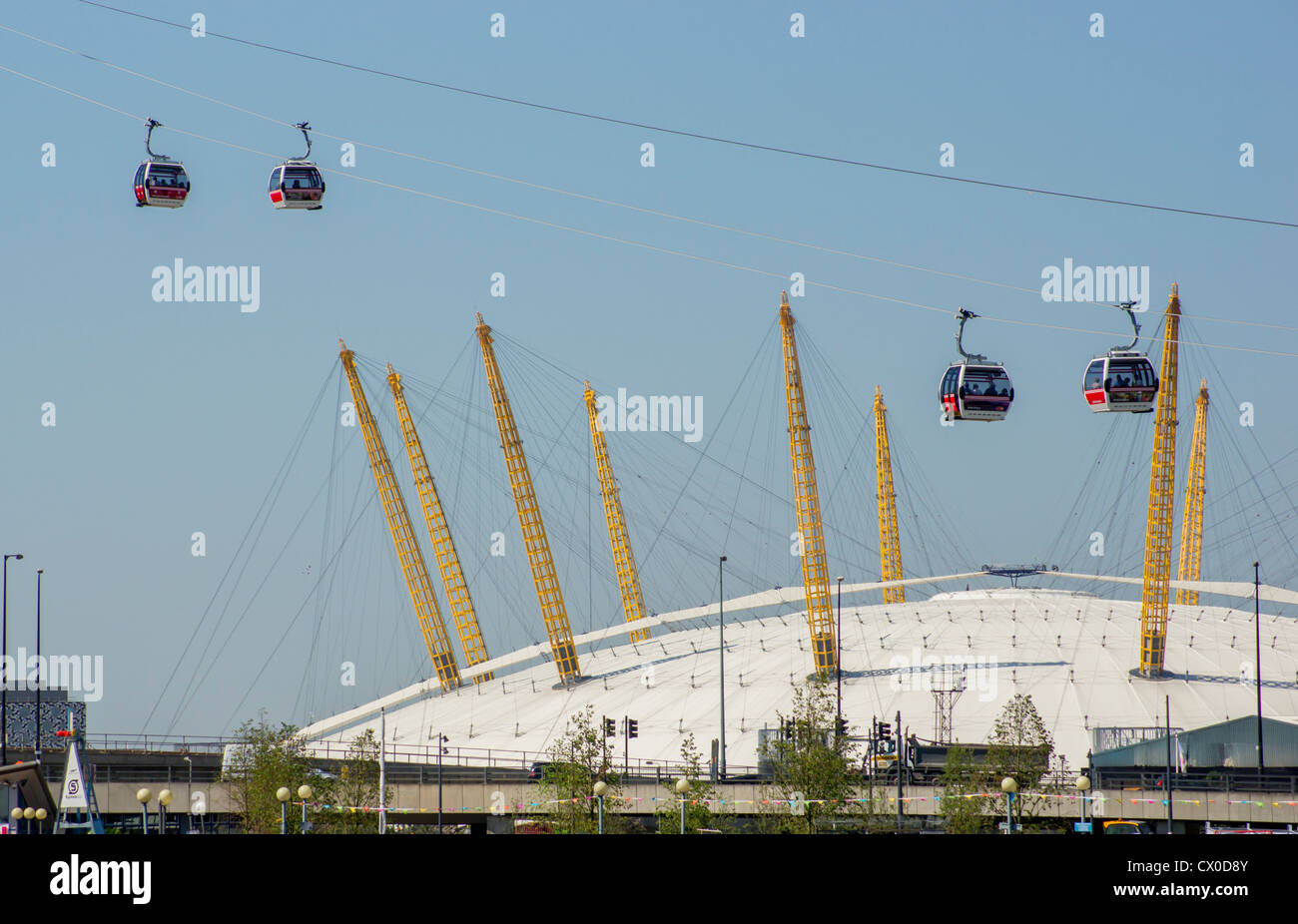 UK London with O2 Arena and Canary Wharf from high elevation Stock ...
