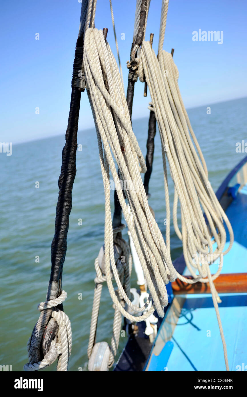 ships rope coils hung on board sea going vessel Stock Photo - Alamy