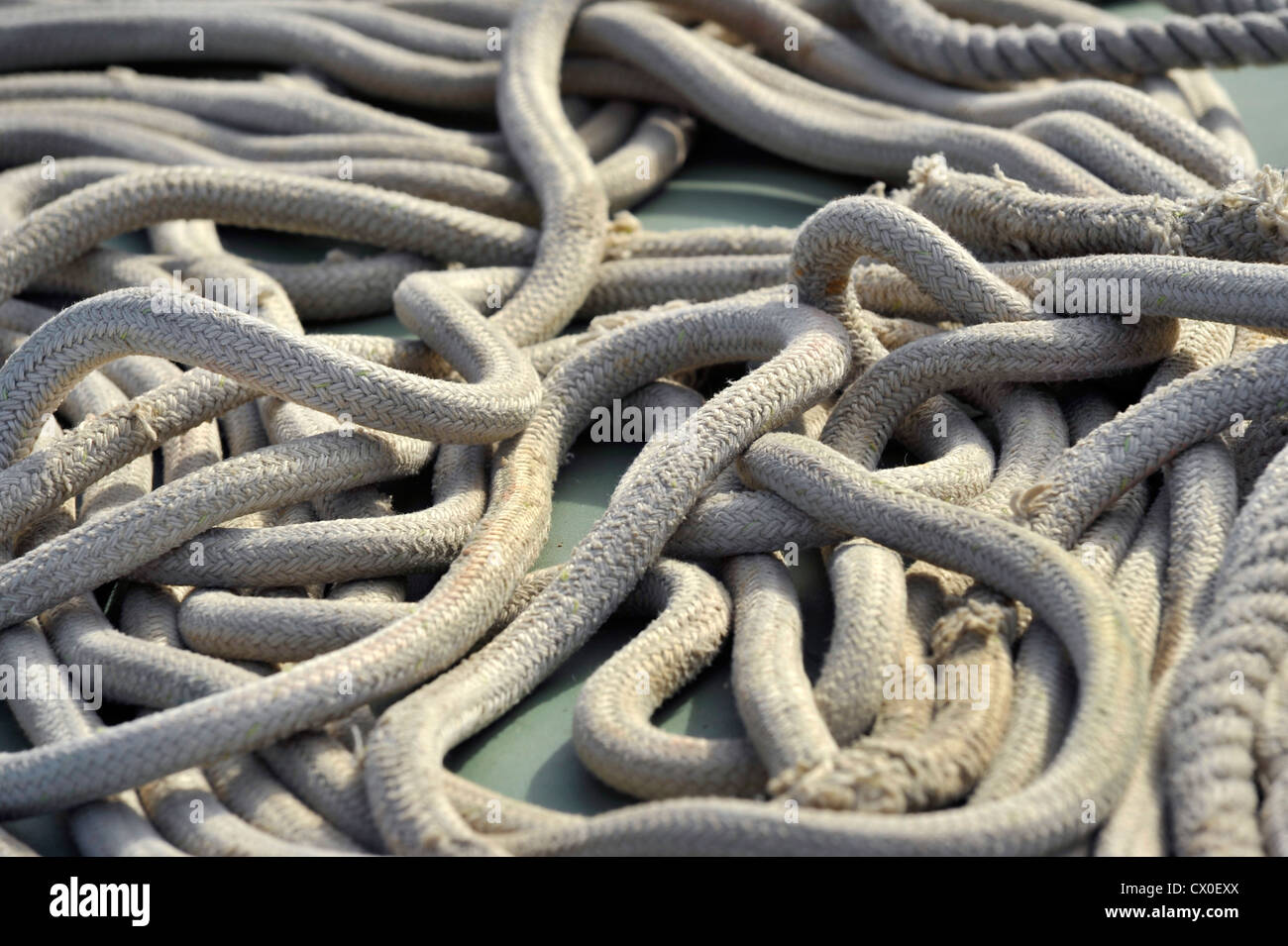 A close up image of ships rope in a tangle Stock Photo - Alamy
