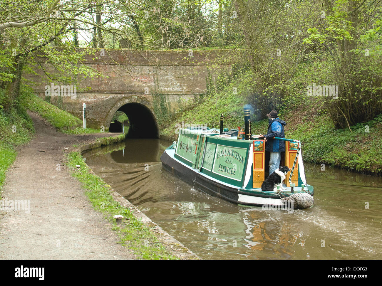 A Narrowboat heads for Ellesmere Tunnel on the Llangollen Canal Stock ...