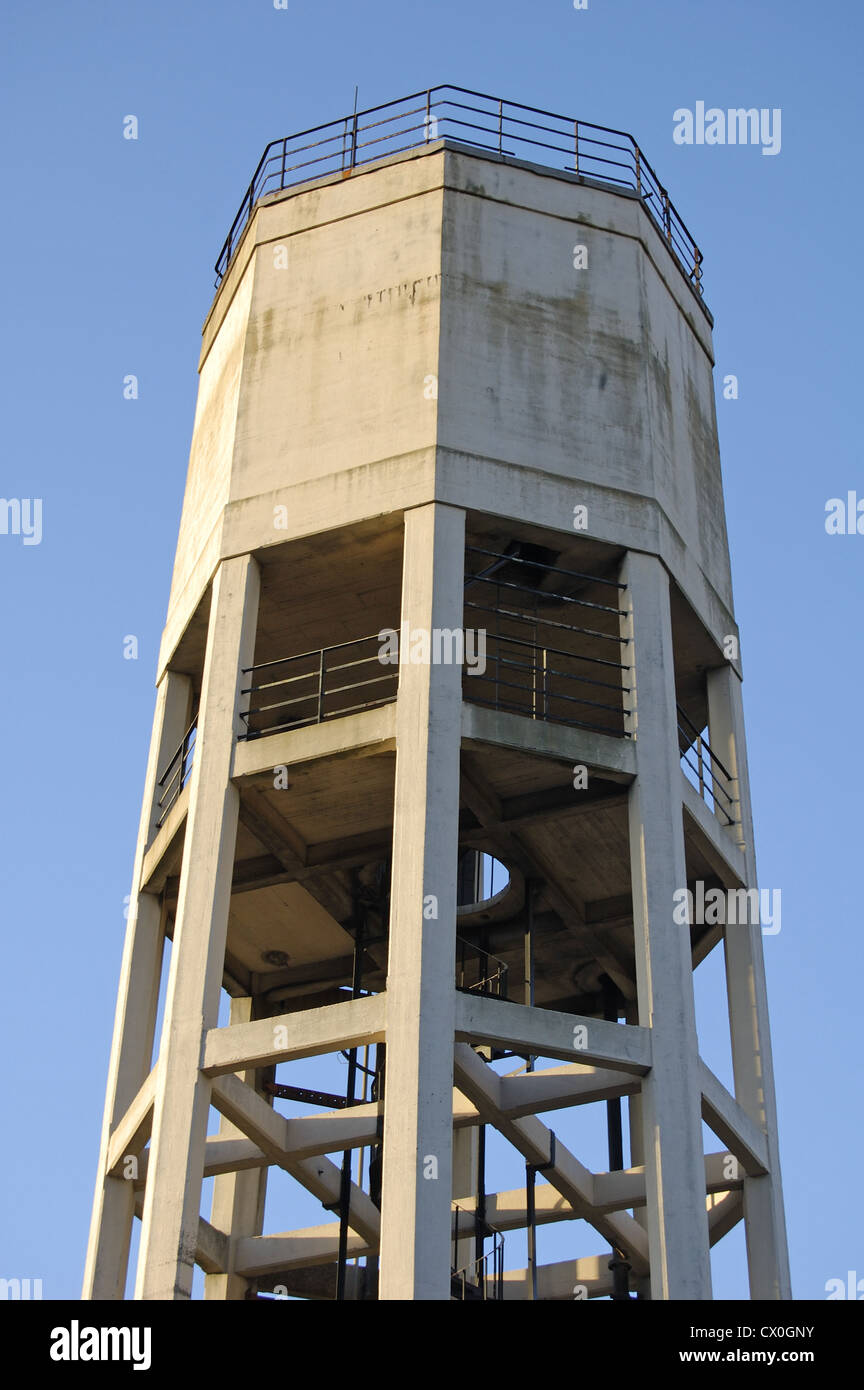 Concrete water tower against a clear blue sky Stock Photo - Alamy
