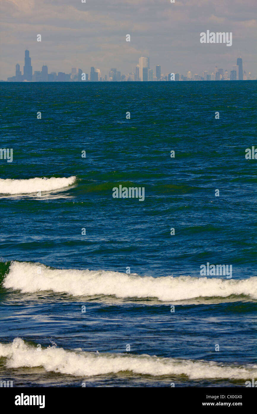 Distant view of downtown Chicago from Indiana Stock Photo - Alamy