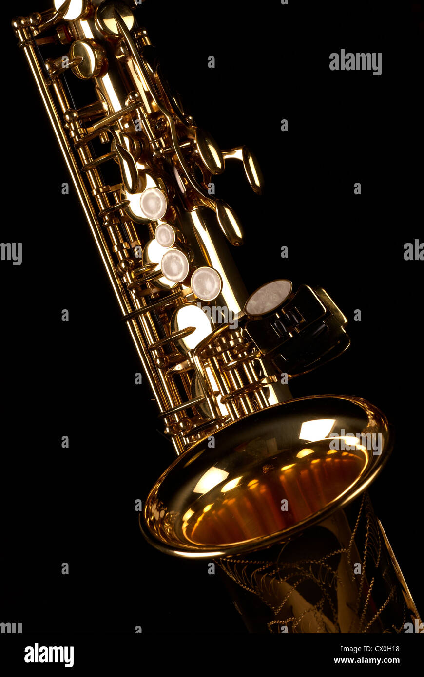 Diagonal take of a shiny alto sax Stock Photo - Alamy