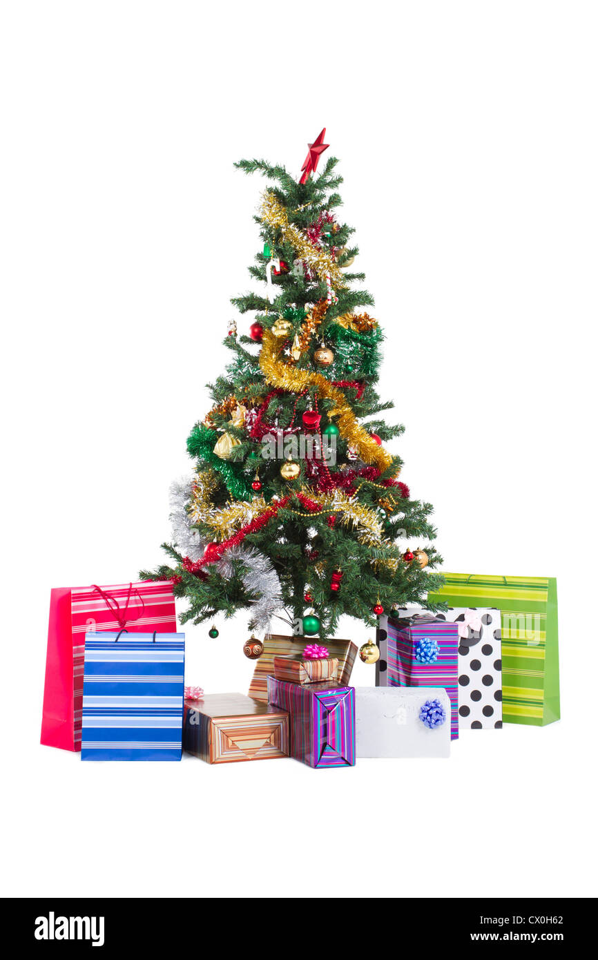 Christmas tree gifts pile Cut Out Stock Images & Pictures - Alamy
