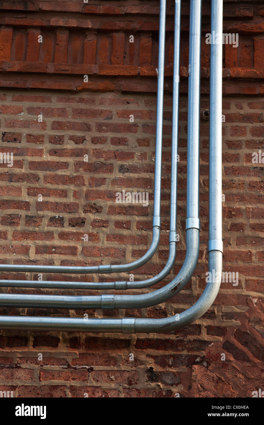 Fiber and power rigid conduits Stock Photo - Alamy