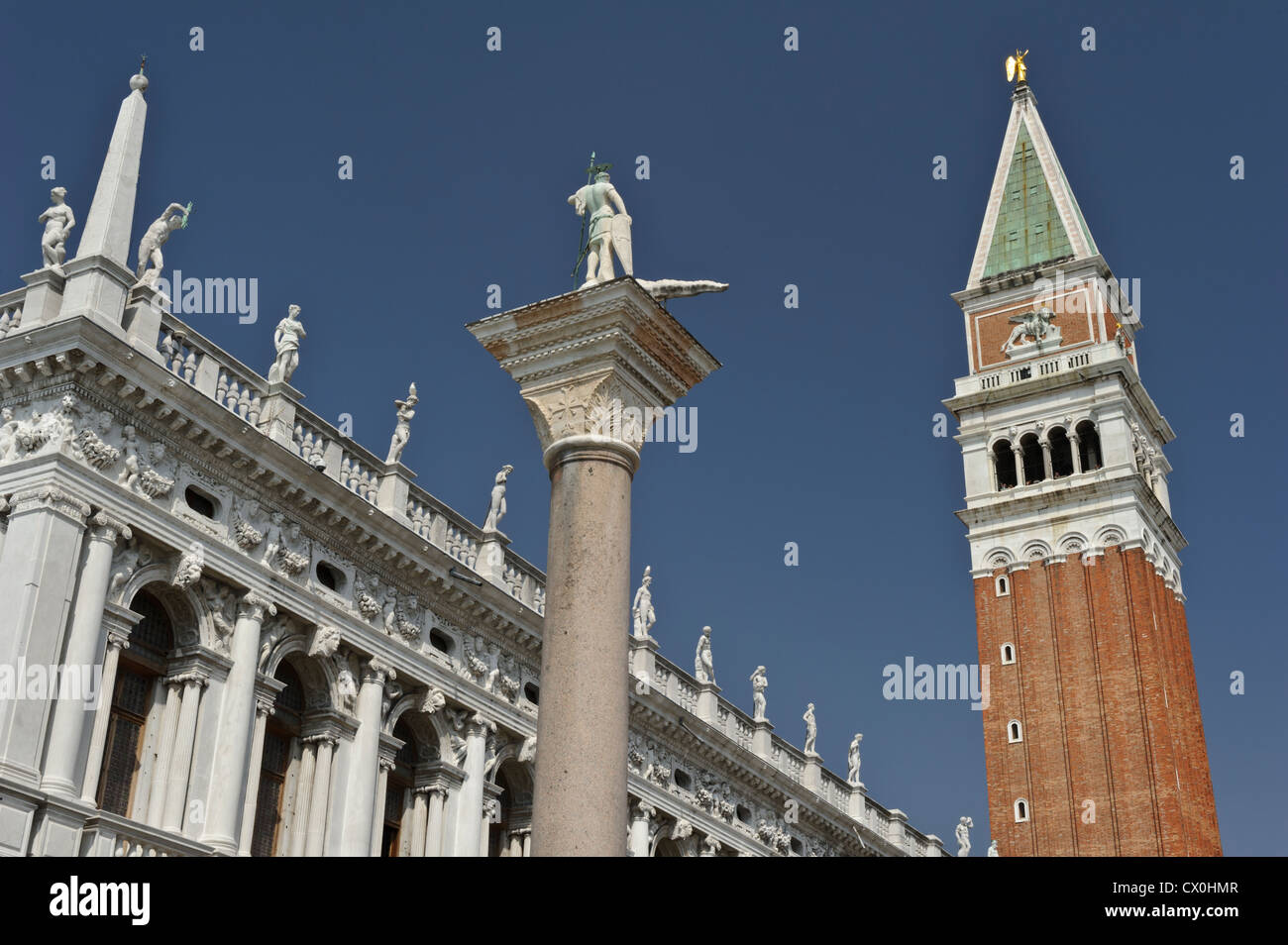 Bell Tower and St Theodore statue, St Mark's Square, Venice, Italy ...