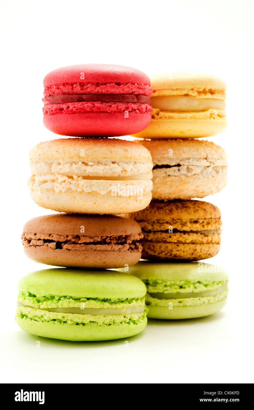 Traditional macarons on a white background Stock Photo - Alamy