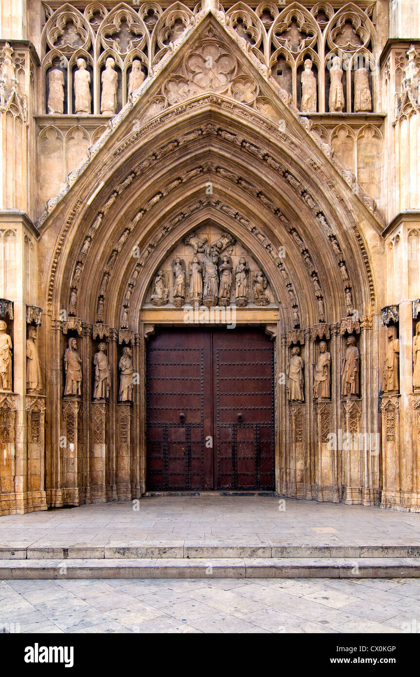 Apostles Gate of the Cathedral of Valencia, Valencia, Spain Stock Photo ...
