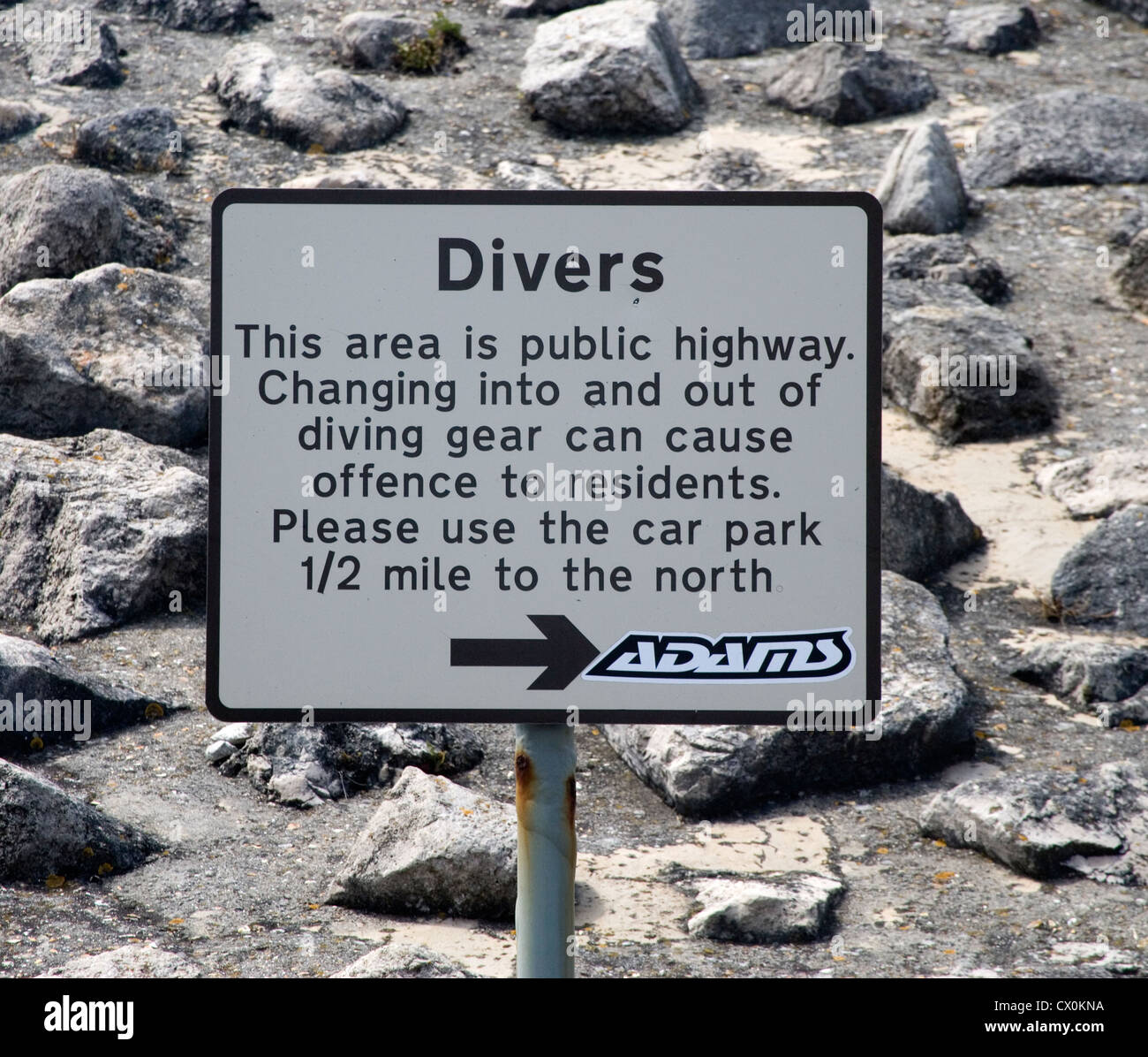 divers warning sign isle of portland off the dorset coast Stock Photo ...