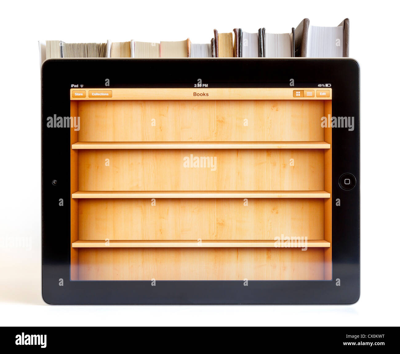 Apps on ipad 3. Library and reading concept Stock Photo - Alamy