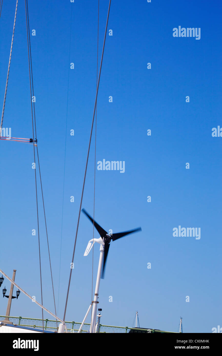 Wind turbine on small boat hi-res stock photography and images - Alamy
