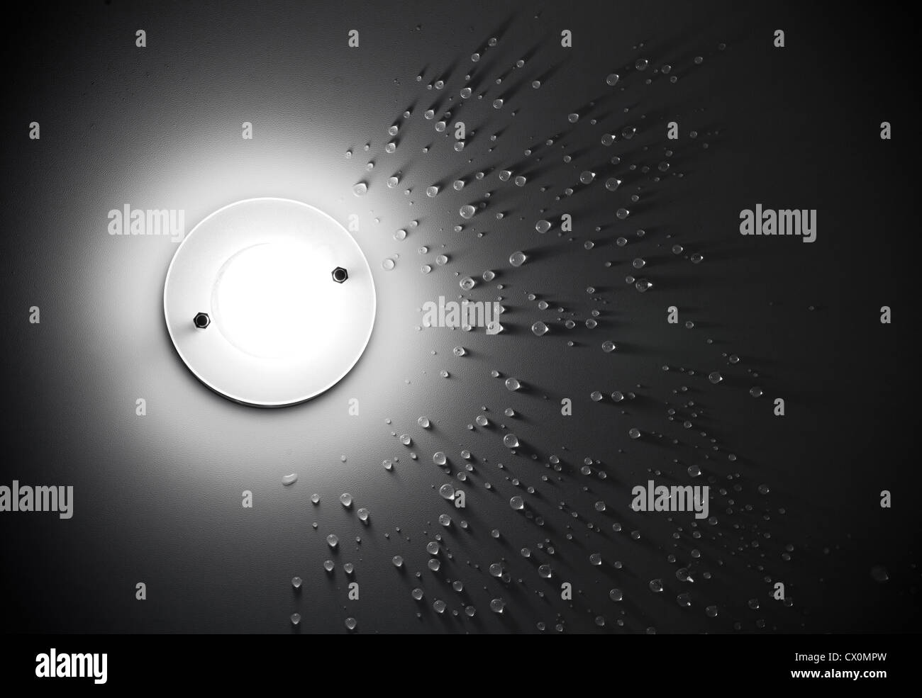 Water drops on the embossed surface of tension ceiling Stock Photo - Alamy