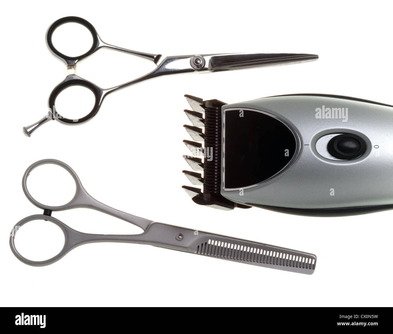 Scissors and the machine for a hairstyle Stock Photo - Alamy